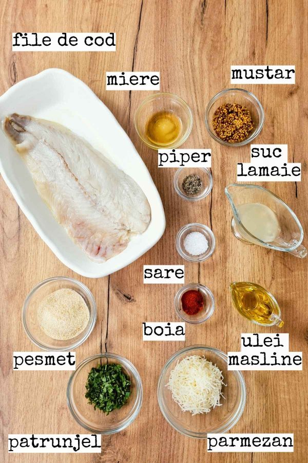 File de cod la cuptor cu muștar și parmezan | Bucate Aromate